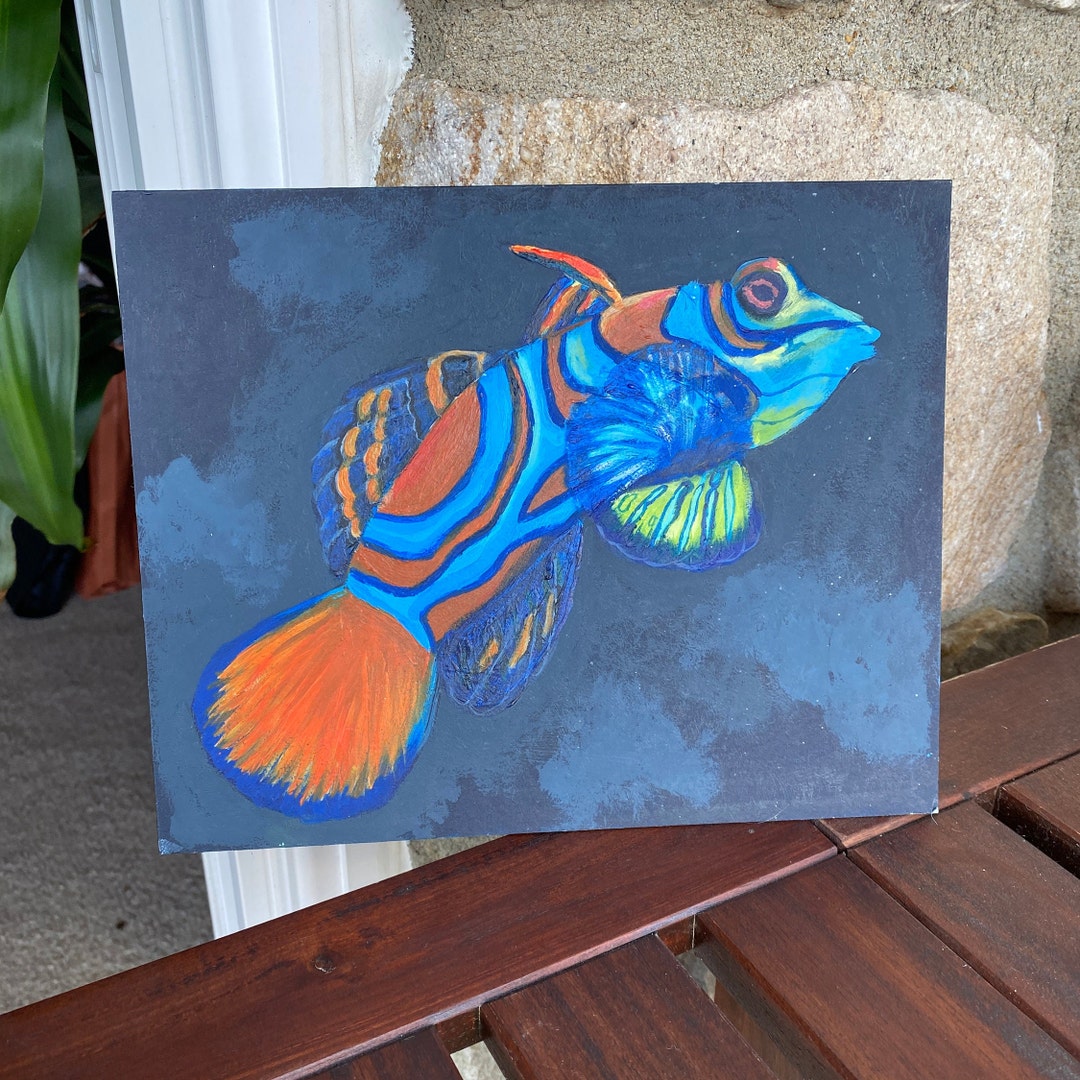 Saltwater Fish Painting - Reef Tank Art, Bathroom Beach Decor, Original ...