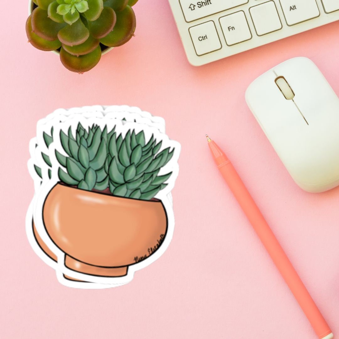 Potted Plant Sticker - Potted Plant, Succulent Sticker, Laptop Sticker ...