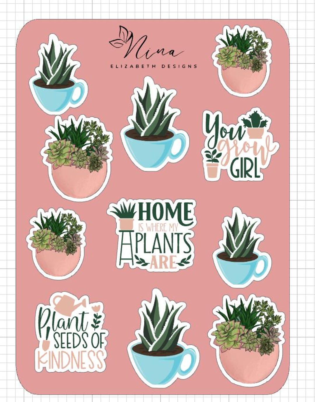 Pink Flower Sticker Sheet - 4x6 Sticker Sheet, Plant Lover Stickers ...