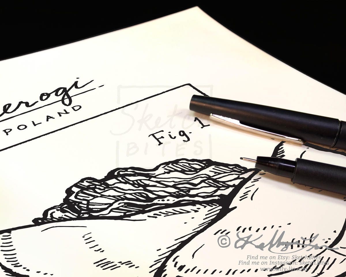 Pierogi, Dumpling of the World Illustration Drawing Print, Polish ...