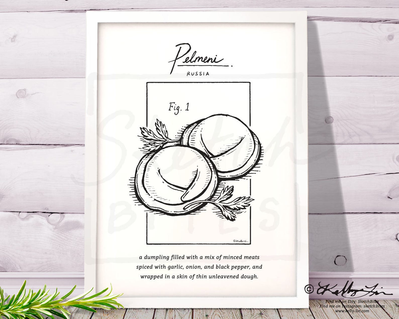 Pelmeni, Dumpling of the World Illustration Print Poster, Vintage ...