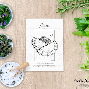 Pierogi, Dumpling of the World Illustration Drawing Print, Polish ...