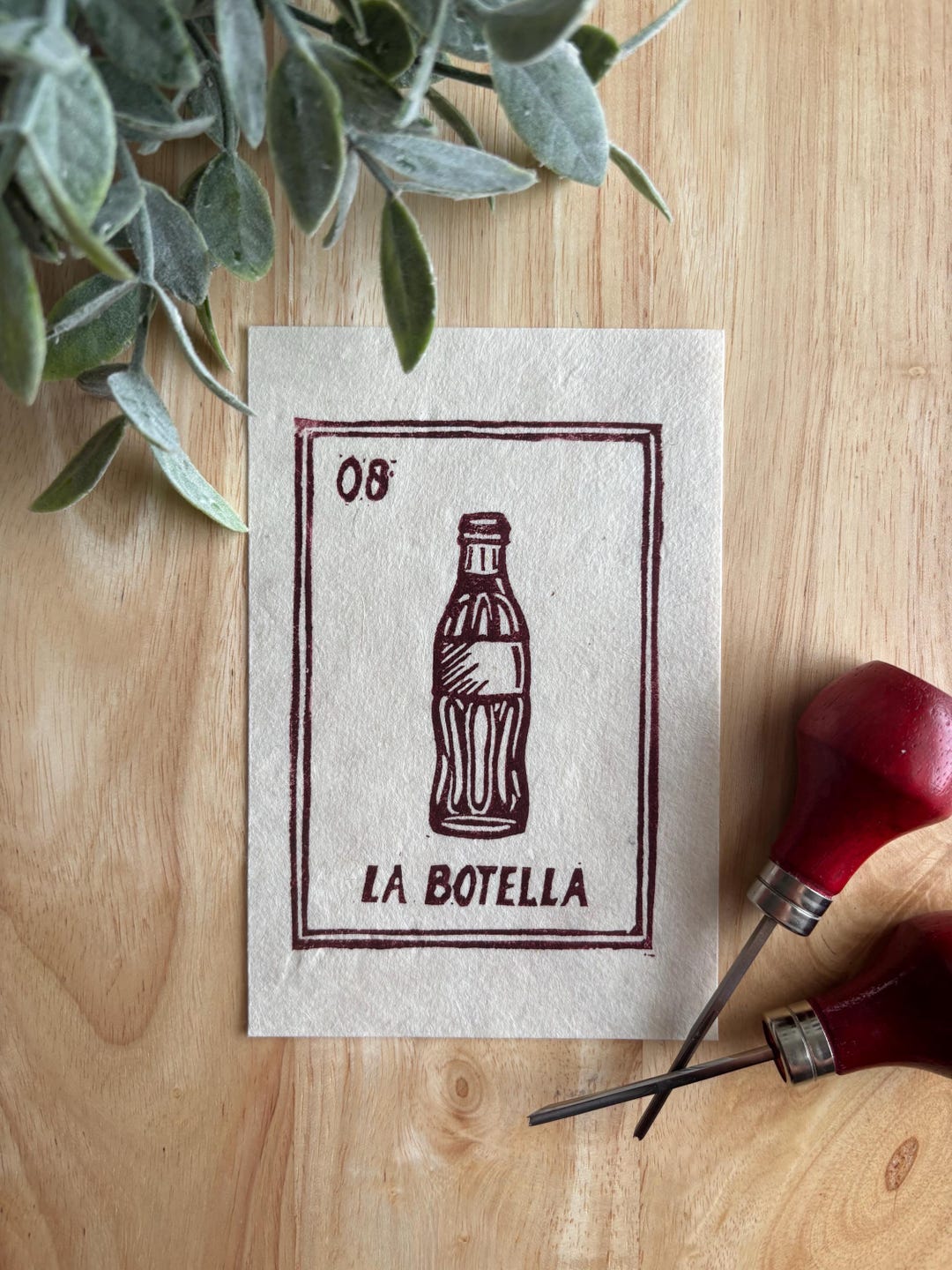 Loteria Card Art Print - Mexican Loteria Relief Print - La Botella Art ...