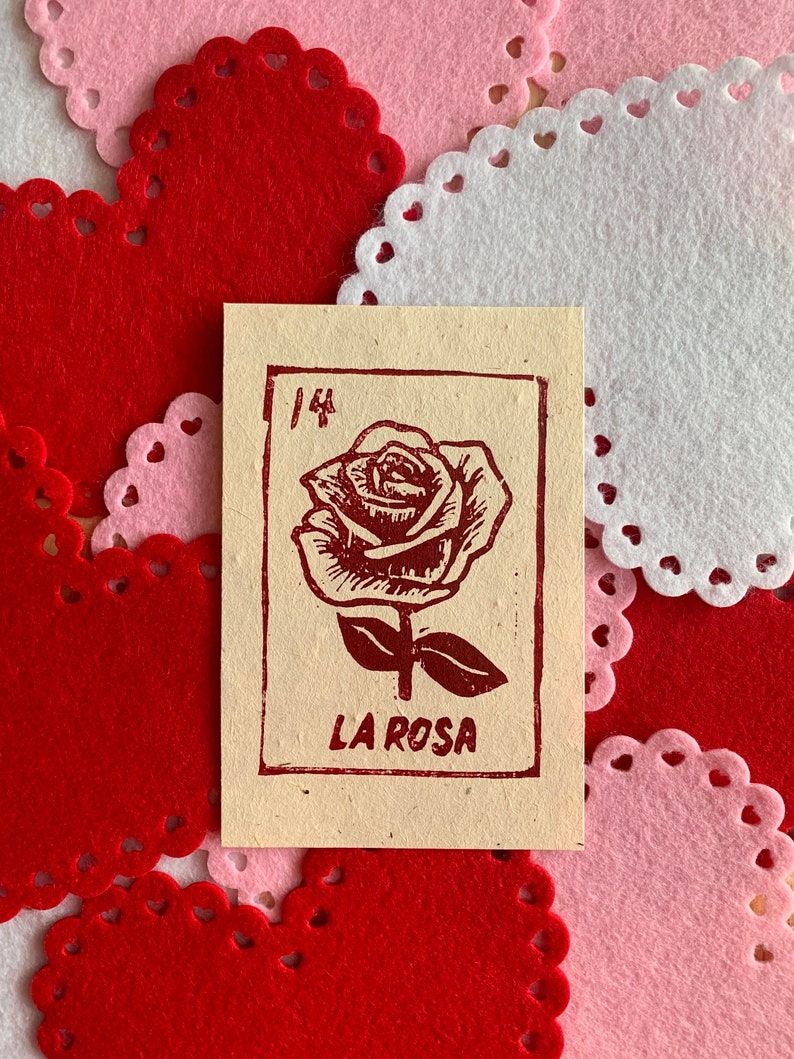 Loteria Card Art Print - Mexican Loteria Relief Print - Rose Art Print ...