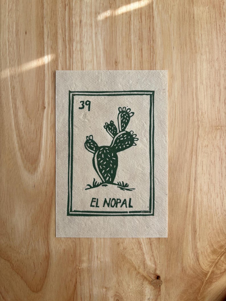 Loteria Card Art Print - Mexican Loteria Relief Print - Cactus Art ...