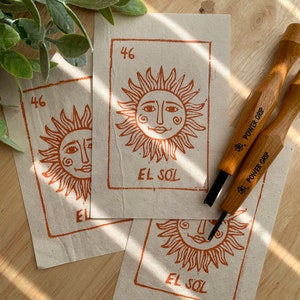 Loteria Card Art Print - Mexican Loteria Relief Print - Sun and Moon ...