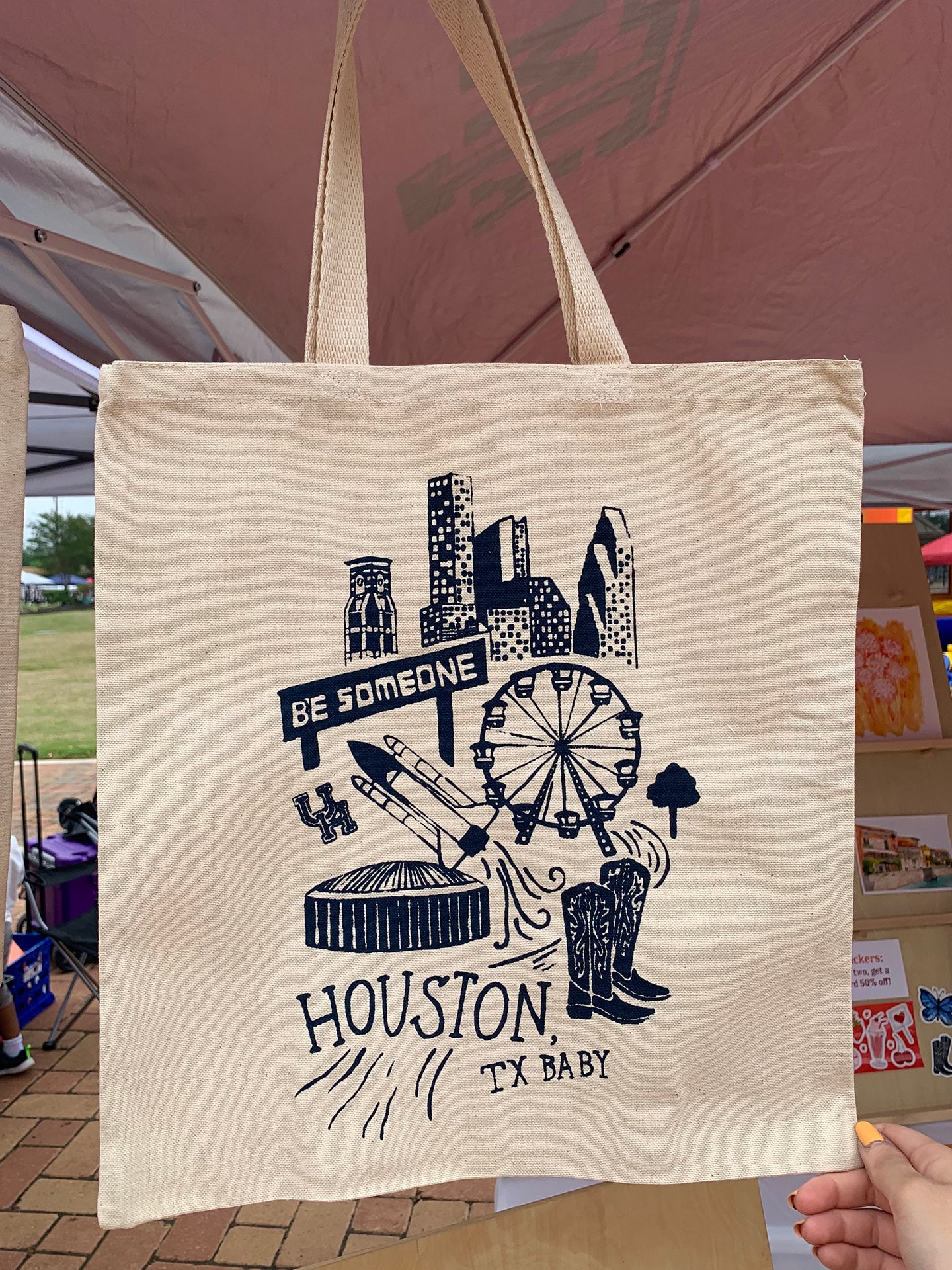 Houston, Texas Tote Bag, Silkscreened Houston Canvas Tote Bag Astrodome ...