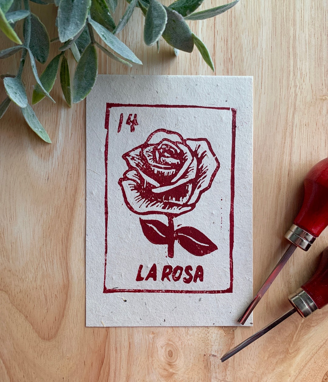 Loteria Card Art Print - Mexican Loteria Relief Print - Rose Art Print ...