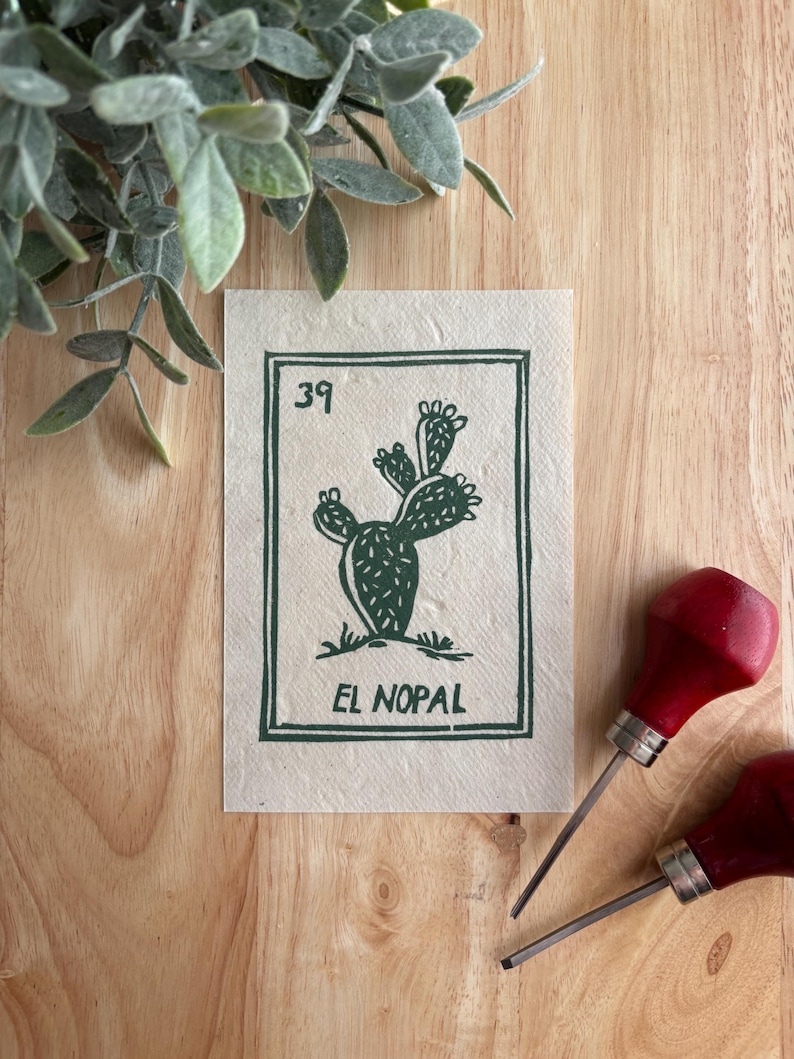 Loteria Card Art Print - Mexican Loteria Relief Print - Cactus Art ...