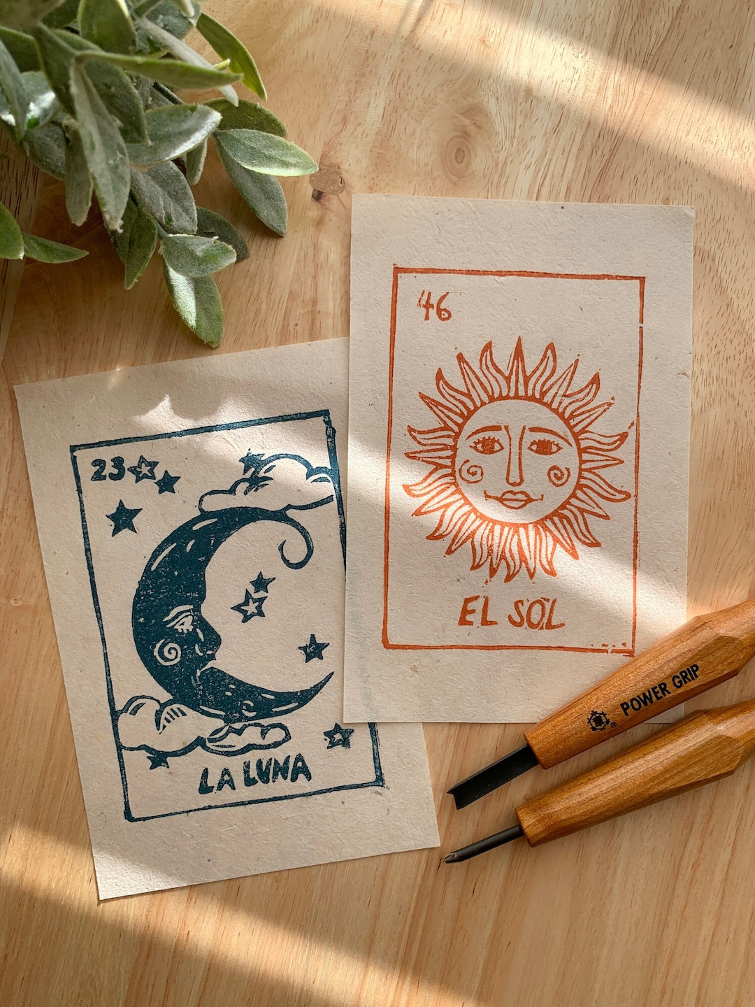 Loteria Card Art Print - Mexican Loteria Relief Print - Sun and Moon ...