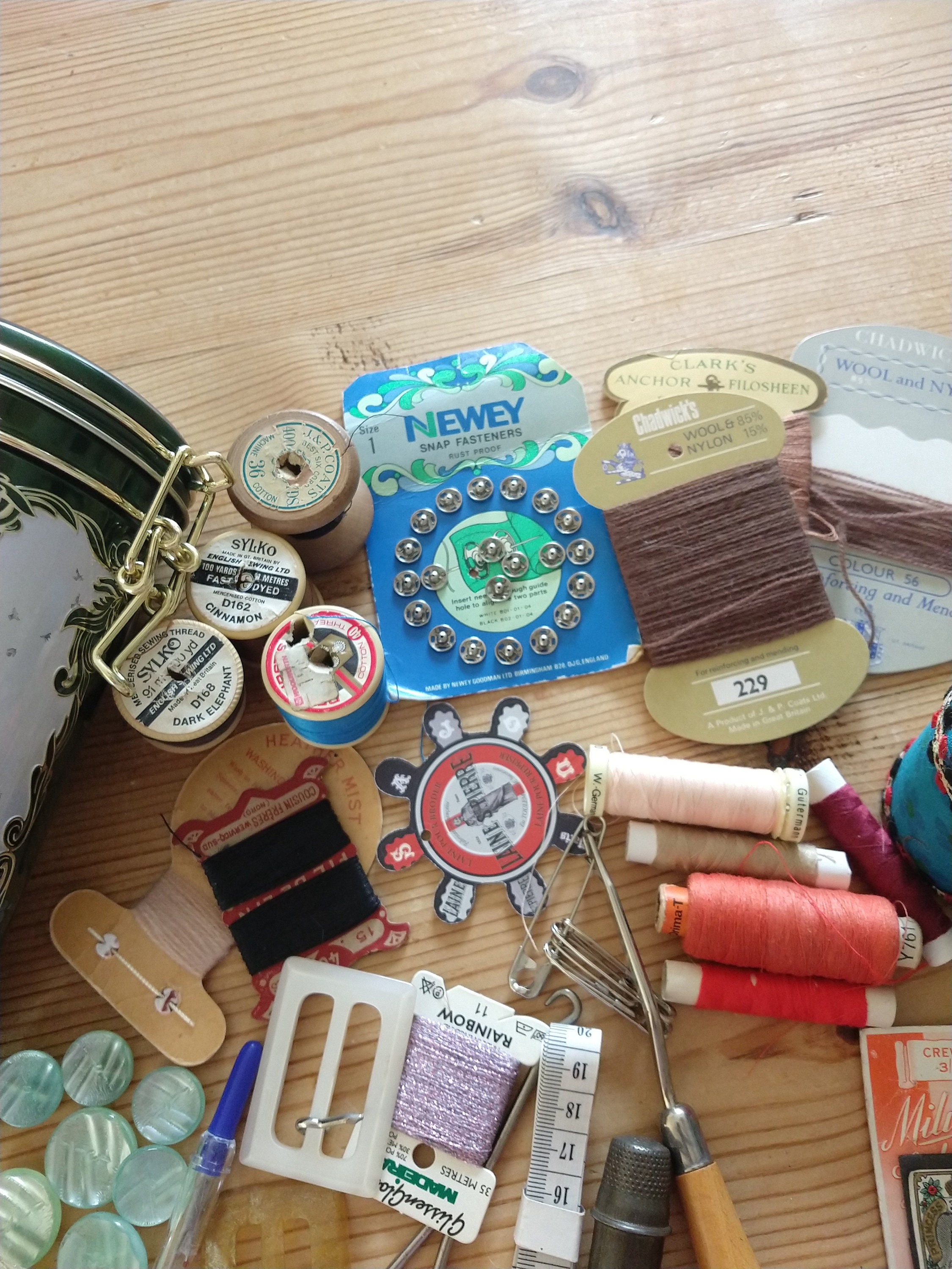 An Interesting Collection of Mainly Vintage Haberdashery in Harrods Tin ...