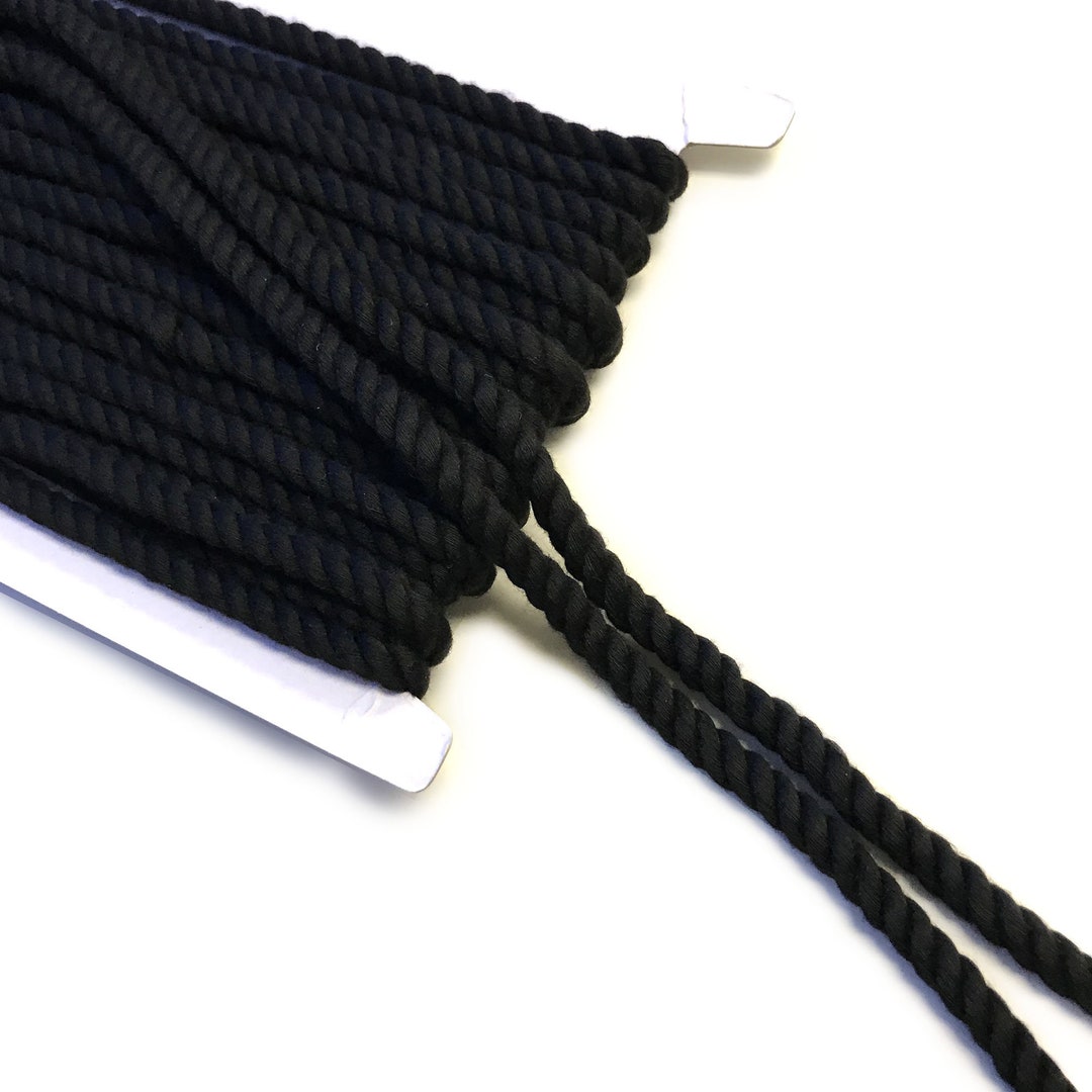 Cotton One Way Braided Draw Cord Strap Black, Natural - 1/4", 1/2 ...