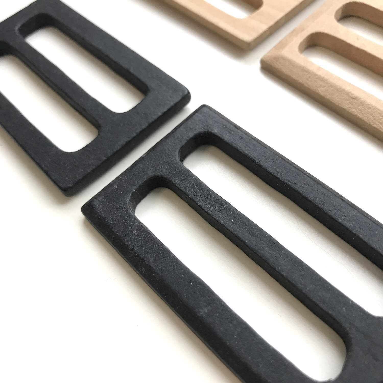 Wood rectangle buckle with inner bar