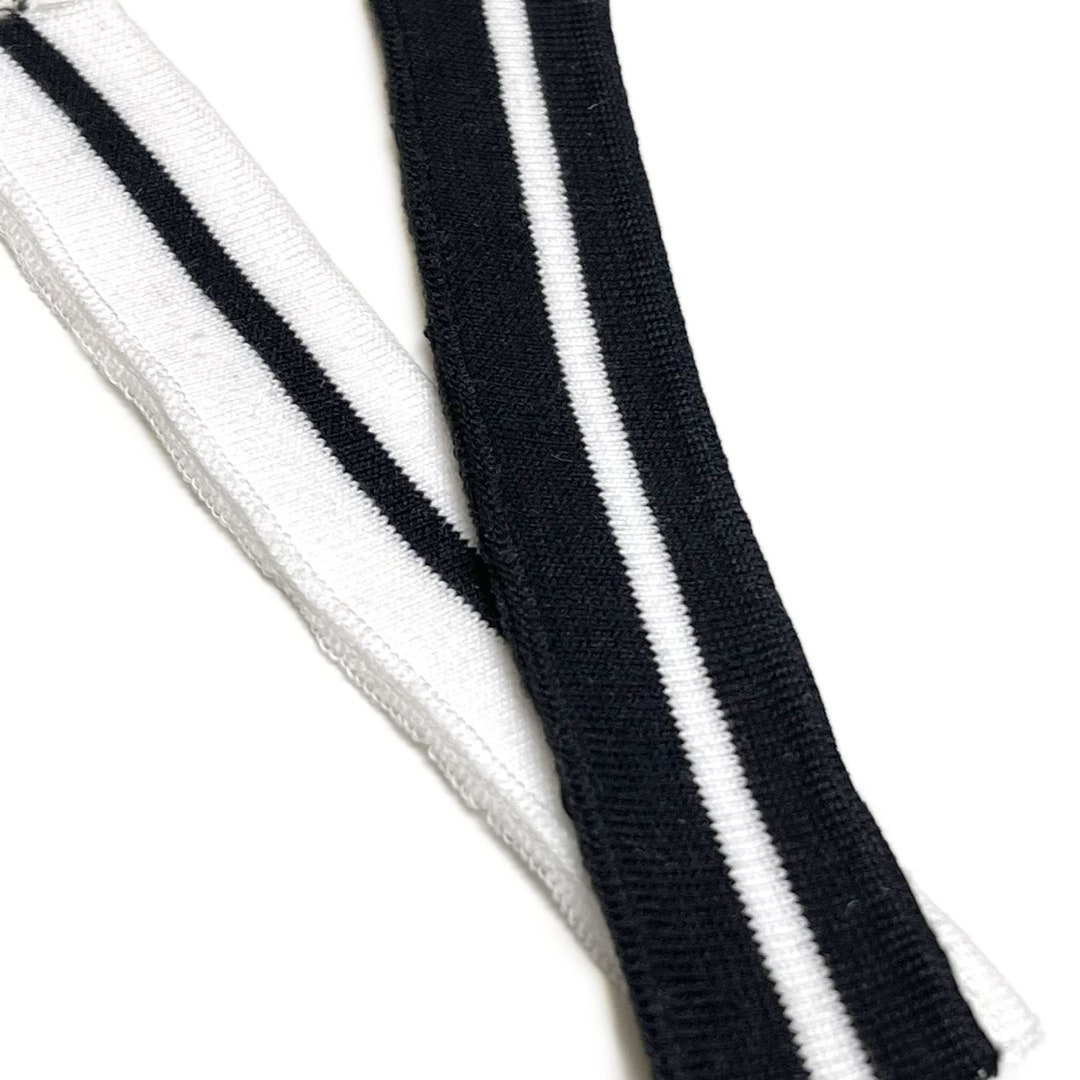 Striped Flat Knit Rib Band Trim (FT13) Various Sizes, Black and White ...