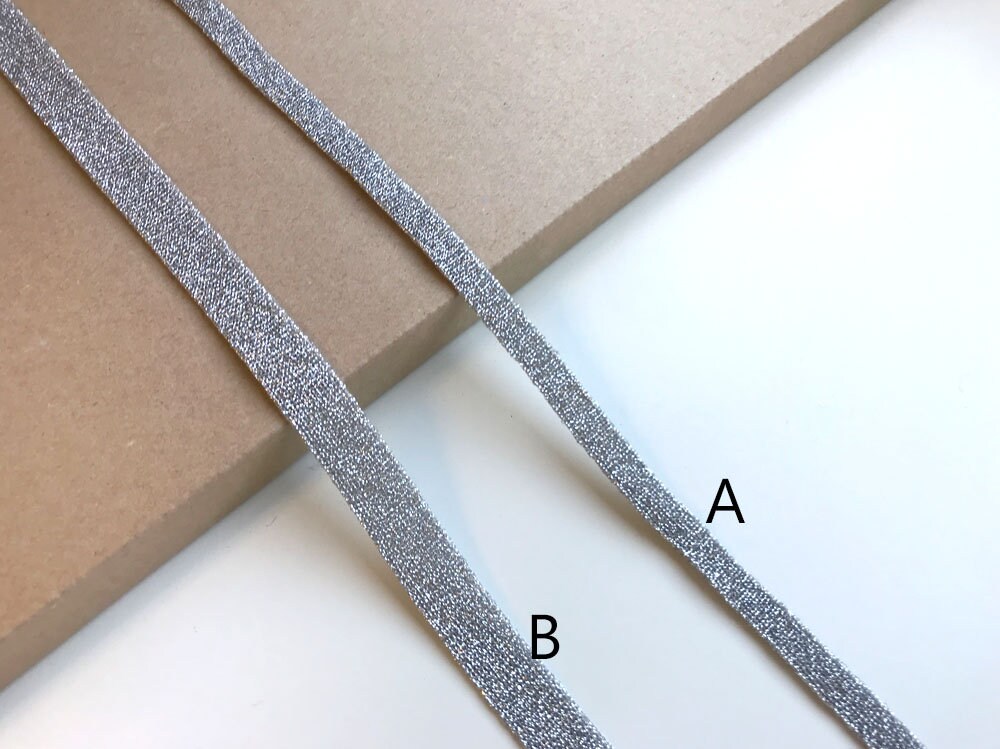 3/8, 5/8 Silver Lurex rib band knit tape trim