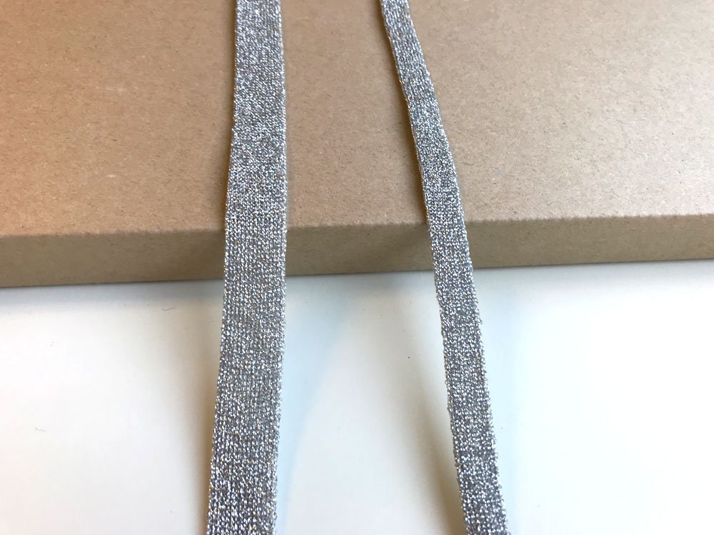 3/8, 5/8 Silver Lurex rib band knit tape trim