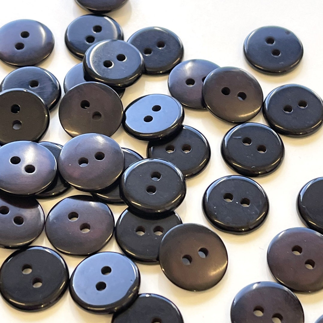 Black Shiny Imitation Shell Buttons 20 Ligne - Etsy