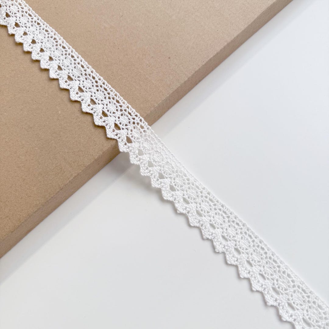 Off White Cotton Edge Lace Trim, 1" Width, Intricate Design (LT2-2 ...