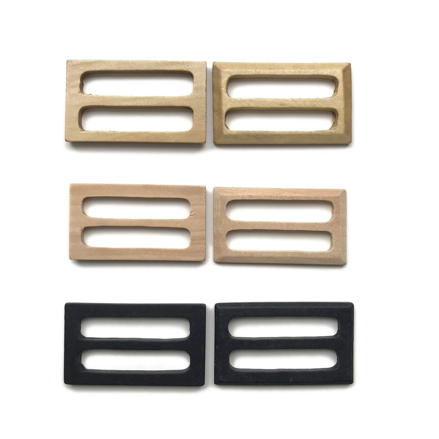Wood rectangle buckle with inner bar