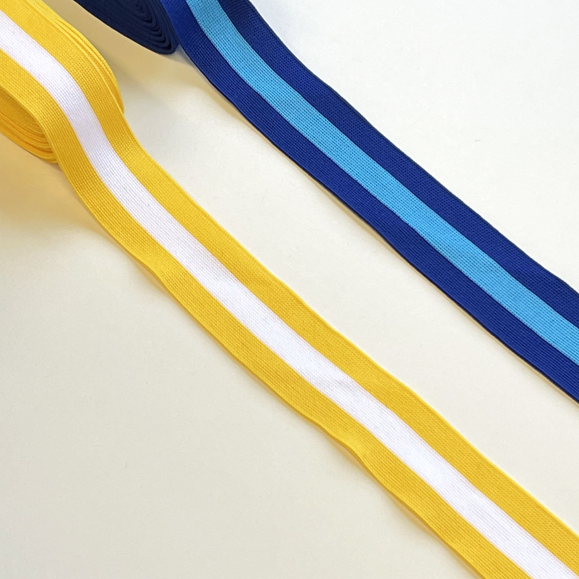 Multiple colorway 1 1/4 rib knit trim - Blue combo, Yellow combo (FT10)