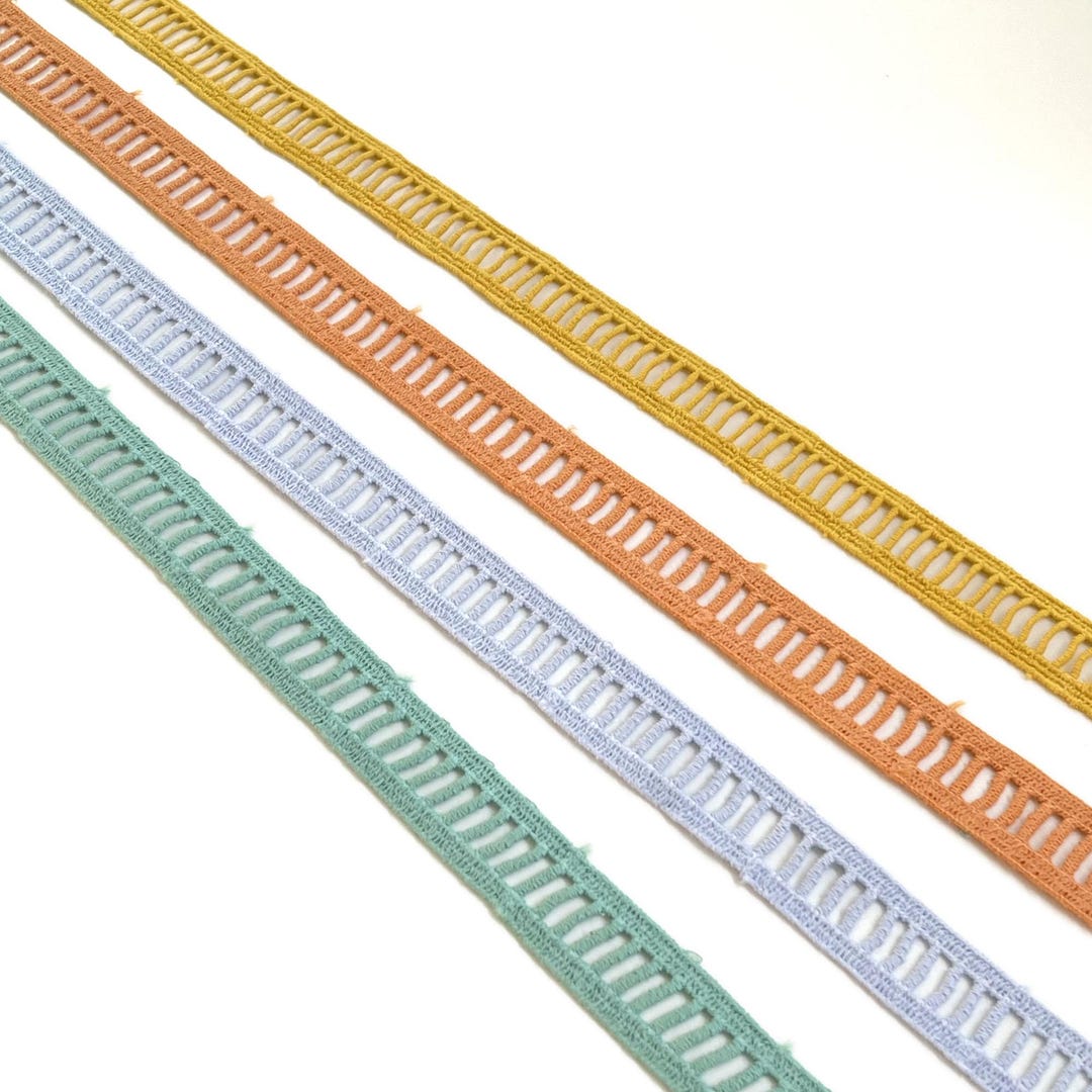 4 Colorways Cotton Ladder Shaped Lace Trim 3/4" (LT15) - Selling per ...