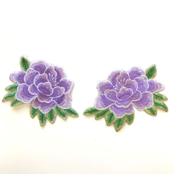 Purple Floral Embroidered Applique Patch LOC Patch 2 | Etsy