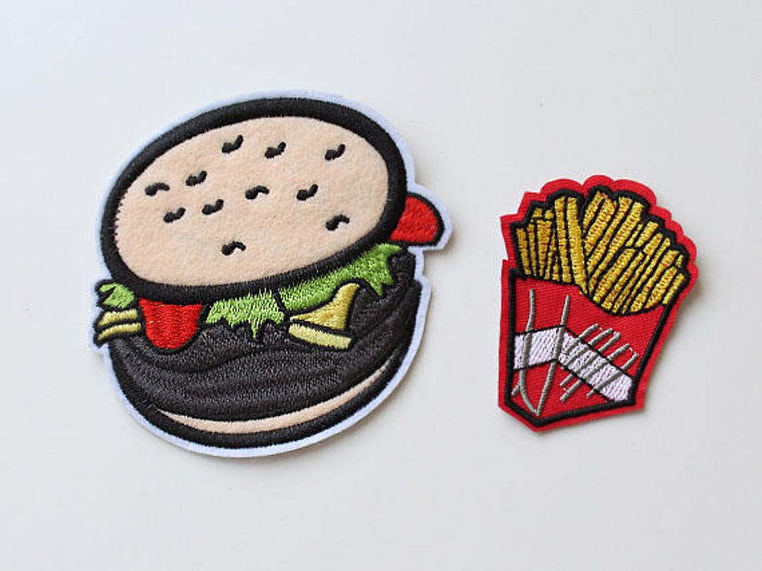 Cute Patch to Iron on Your Kid's Lunch Box or Bag.. Yummy Burgur, Fries ...