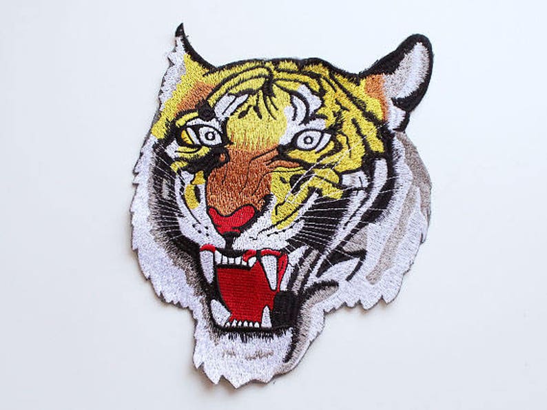 Large Tiger Face Embroidered Applique Sew on Patch Iron on - Etsy