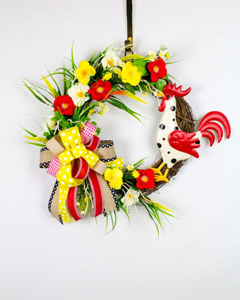 Corona de gallo de granja corona de gallo negro crema roja - Etsy España