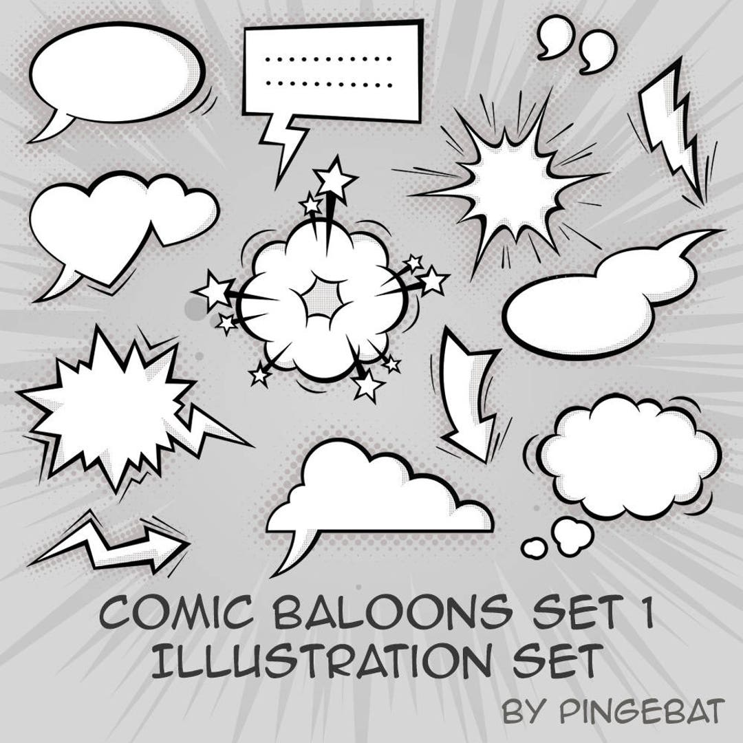 Vector Comic Balloon Illustration Set 1 - Etsy