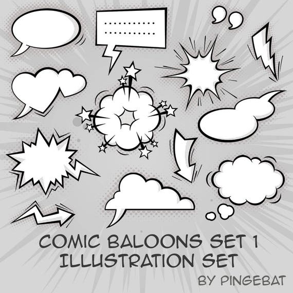 Vector Comic Balloon Illustration Set 1 | Etsy