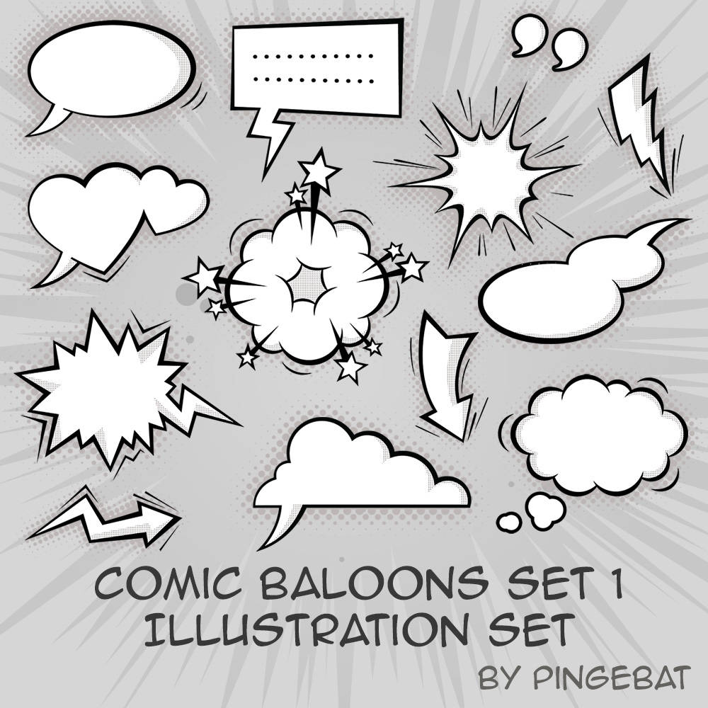 Vector Comic Balloon Illustration Set 1 - Etsy