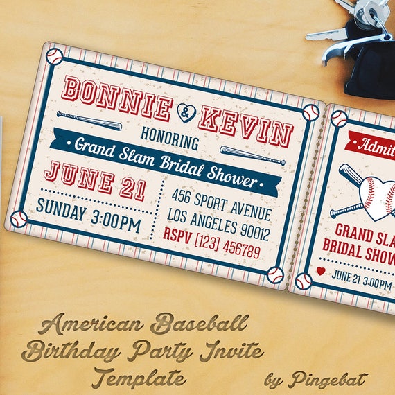 Baseball Bridal Shower Invitation Templates | Etsy