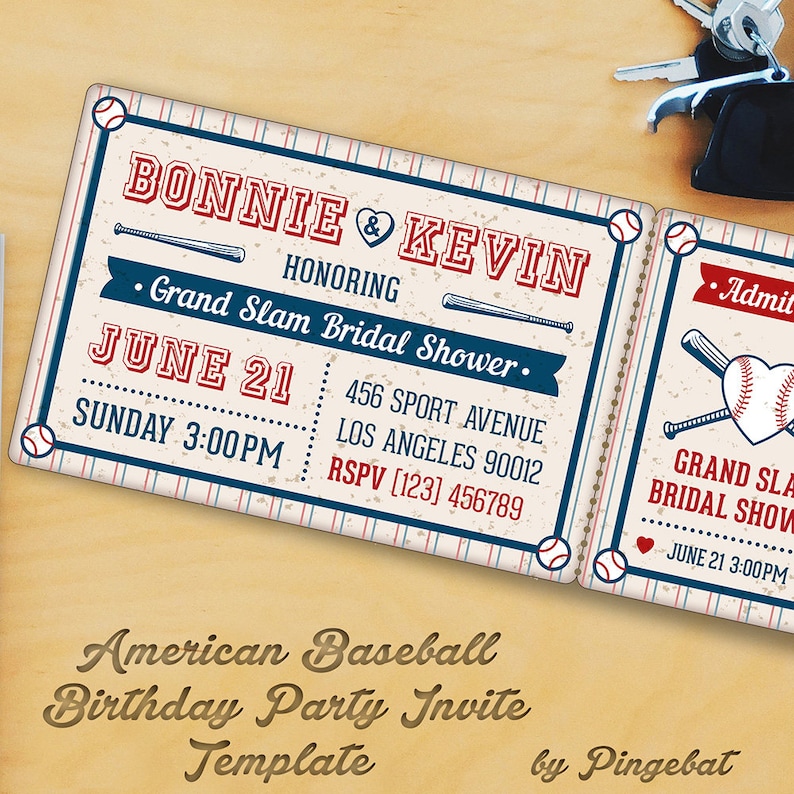 Baseball Bridal Shower Invitation Templates - Etsy