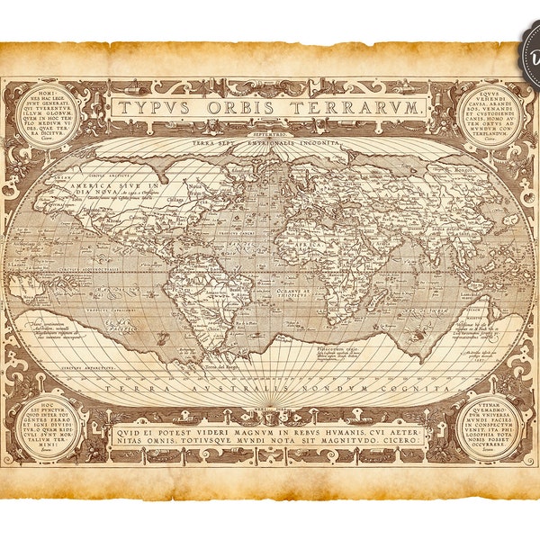 Vintage Historical World Map Illustration - Etsy