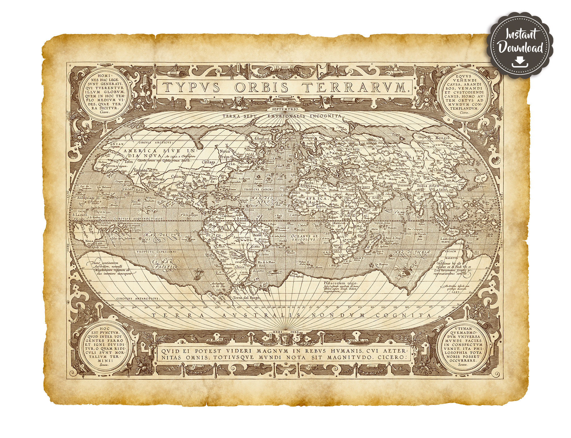 Vintage Historical World Map Illustration - Etsy