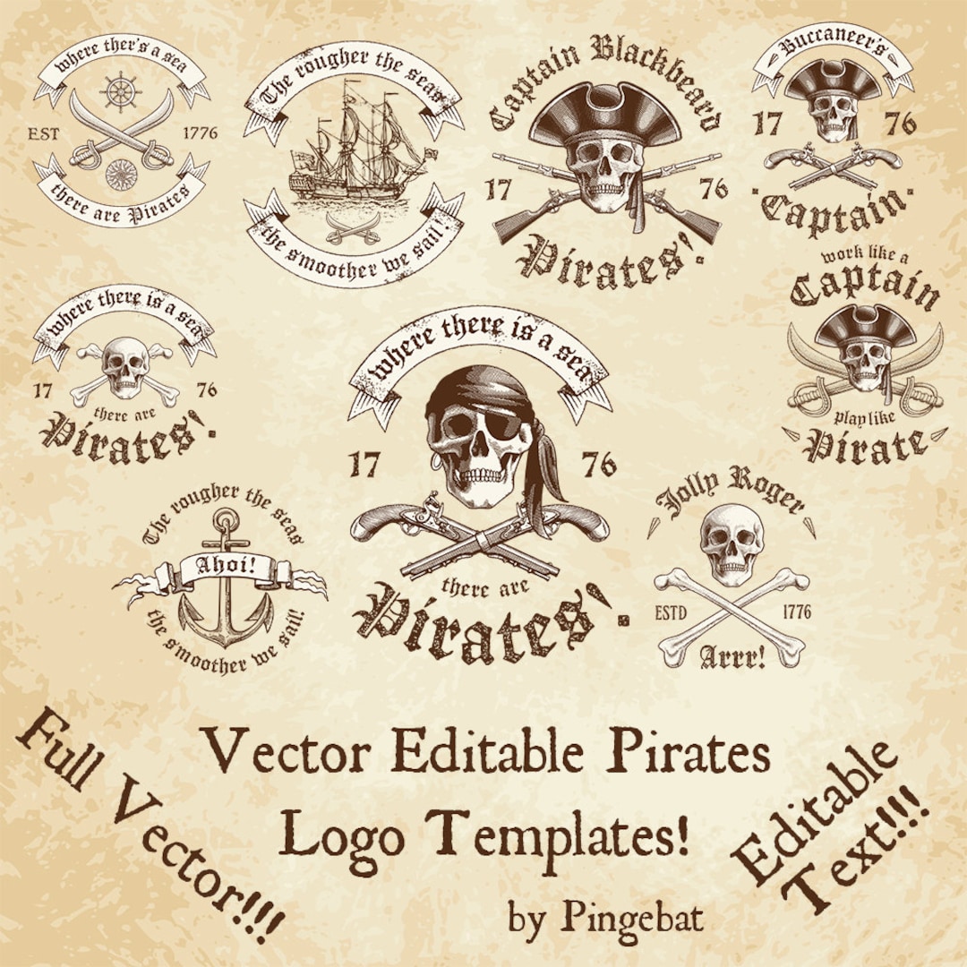 Pirates Vintage Vector Logo Templates - Etsy