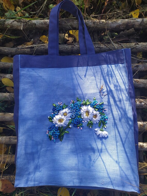 Natural Linen Tote Bag. Organic Shopper Natural Flax Bag - Etsy