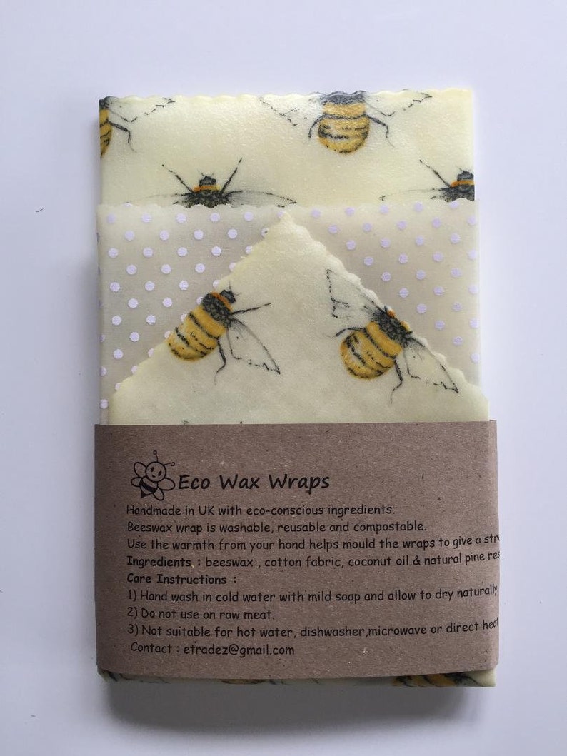 100% Natural Reusable Beeswax Food Wrap-bees & Polka Dot - Etsy UK