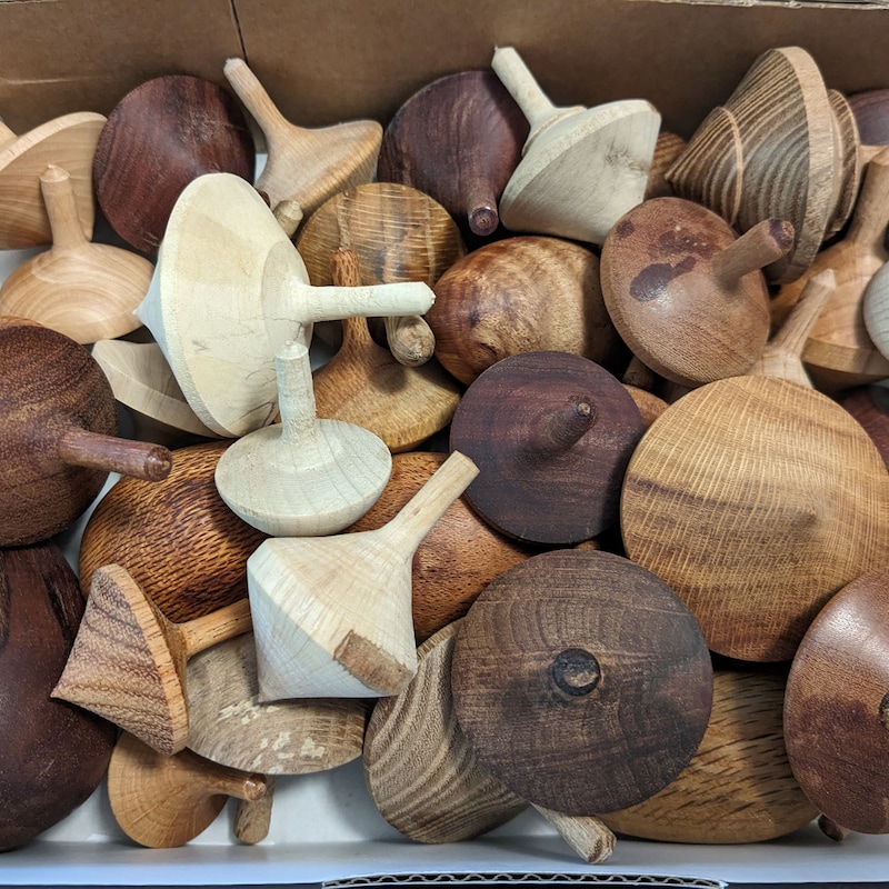Wooden Spinning Tops - Etsy