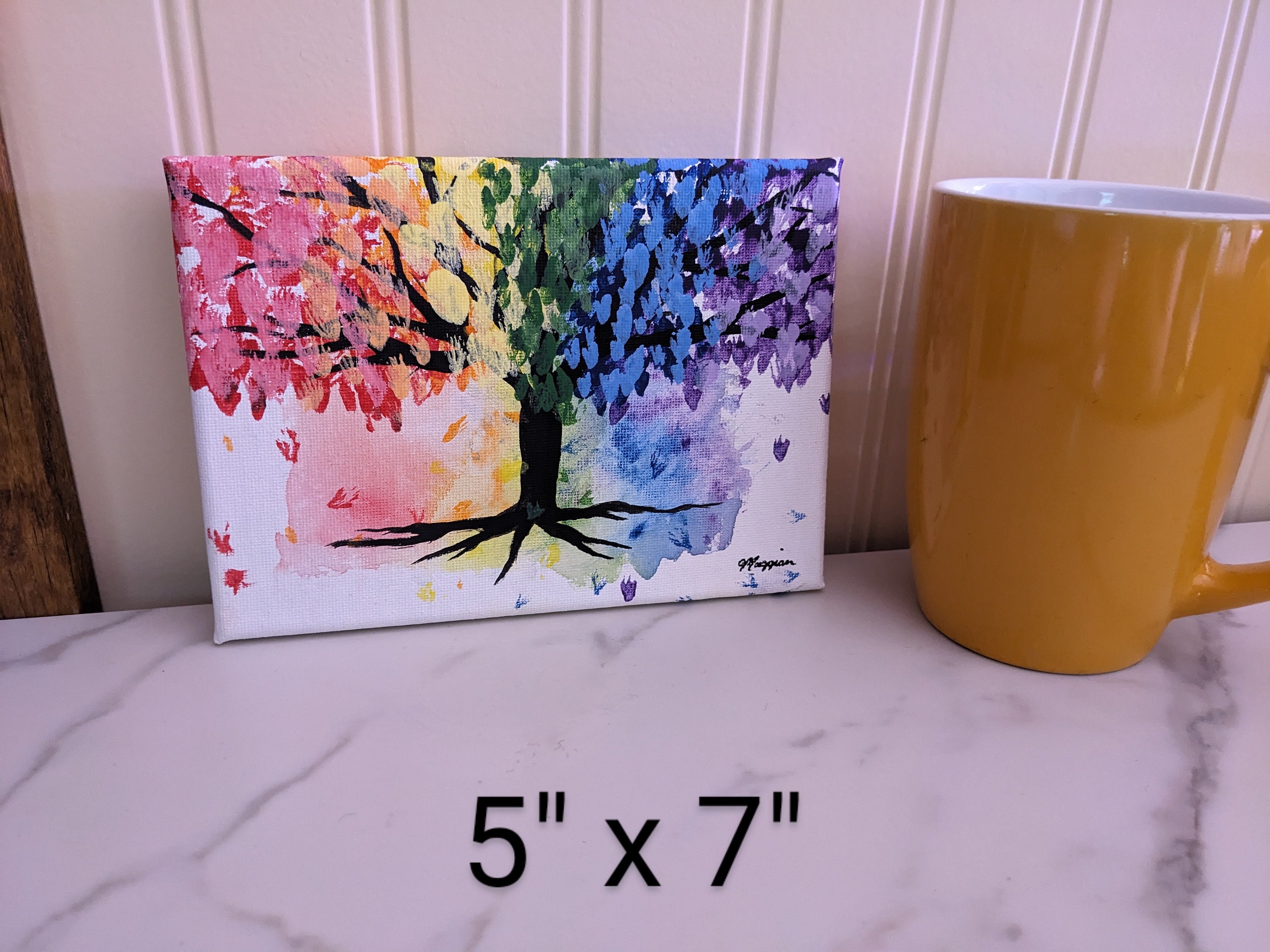 Rainbow Tree Painting, Original Painting, Seasonal Tree, Abstract ...