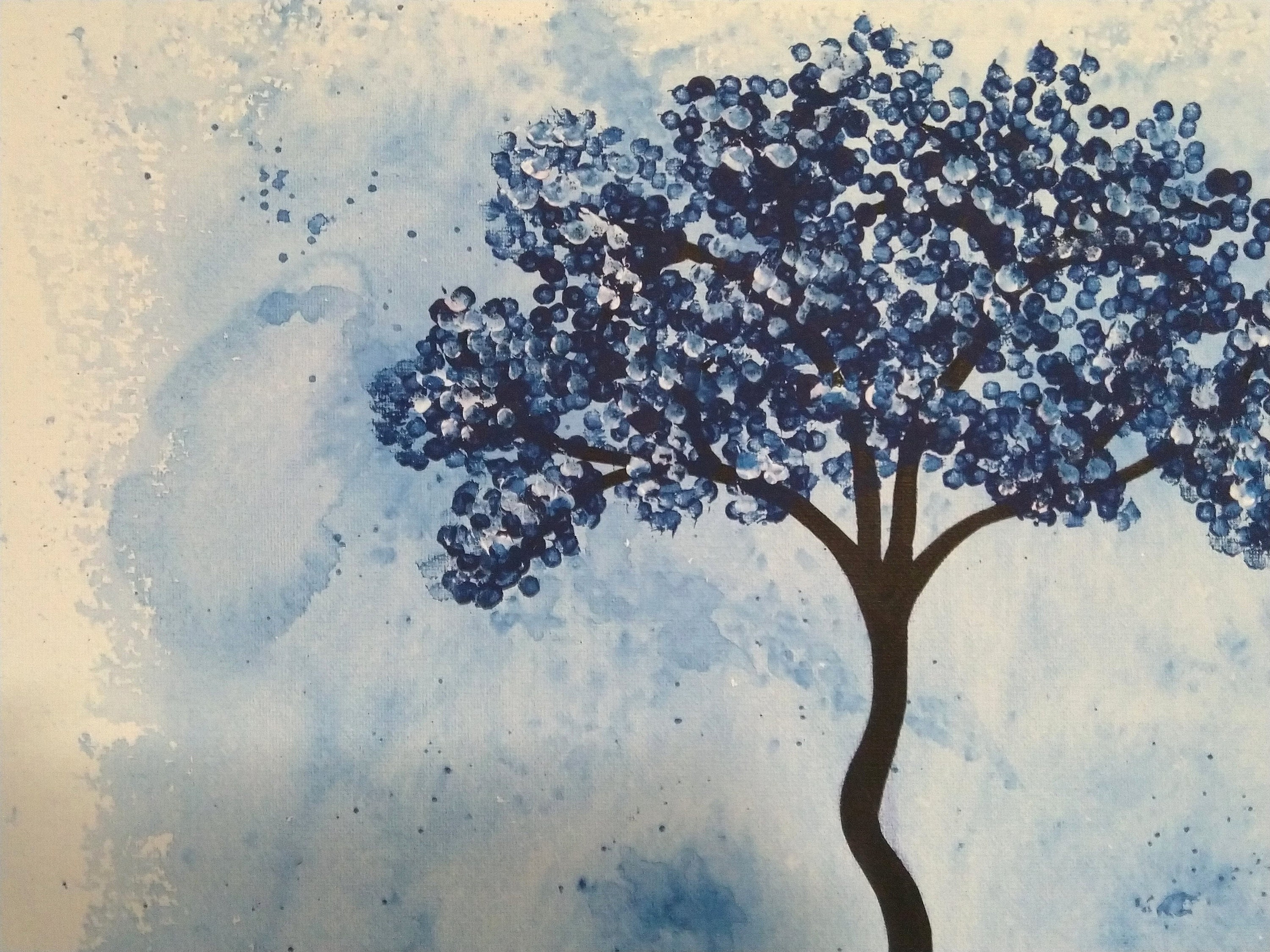 Blue Floral Tree Original Tree Painting 16x20 Large Tree - Etsy