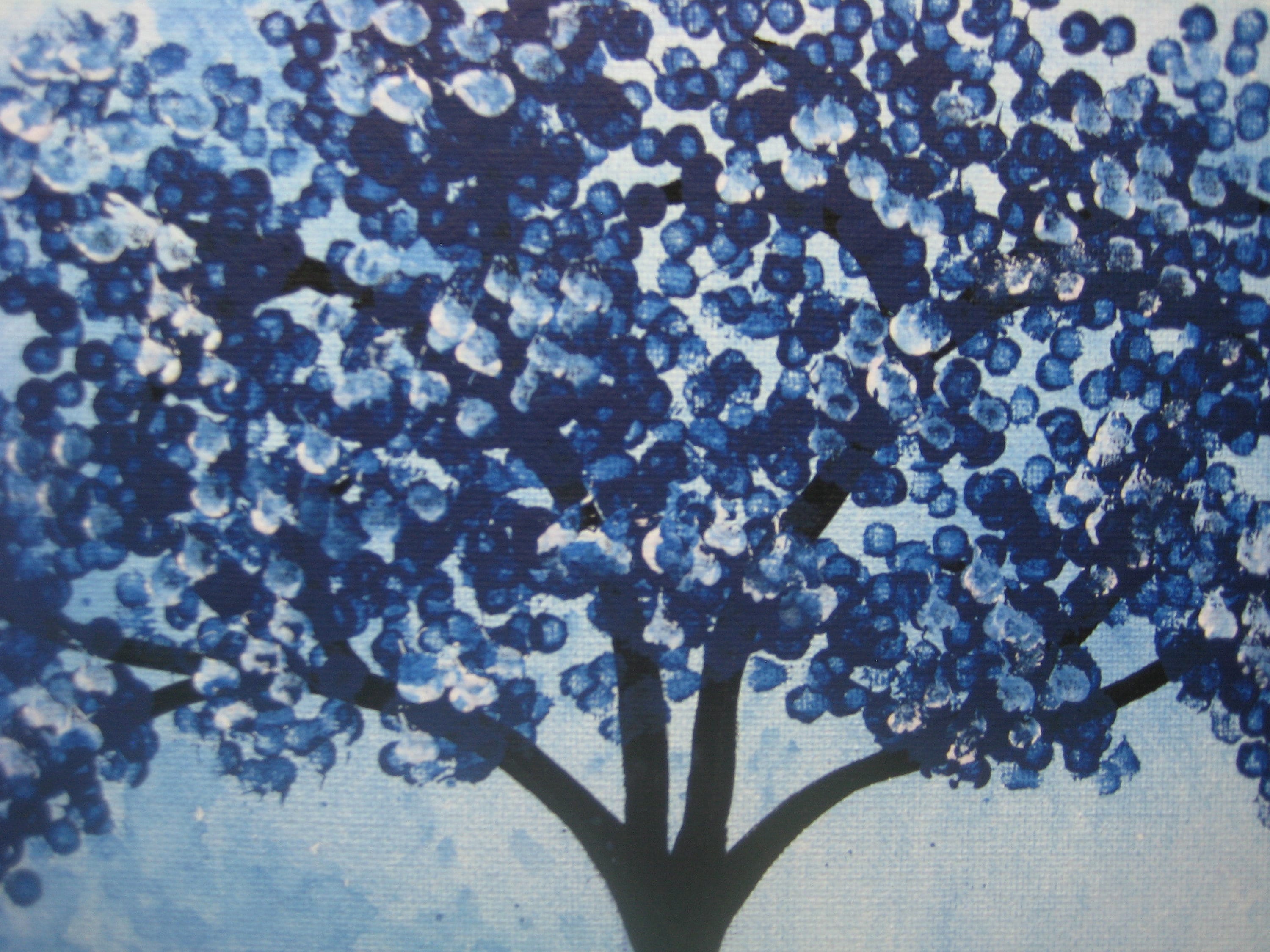 Blue Floral Tree, Original Tree Painting, 16x20, Large Tree Painting ...