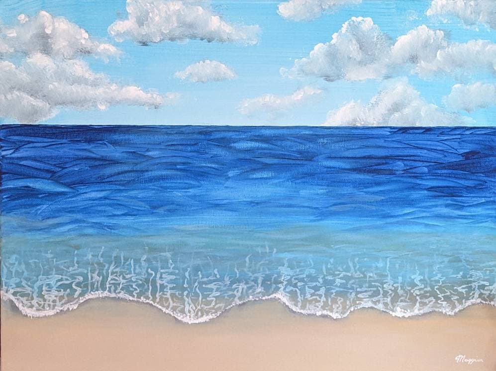 Acrylic Beach Painting, Acrylic Beach, Abstract Ocean Painting, Acrylic ...