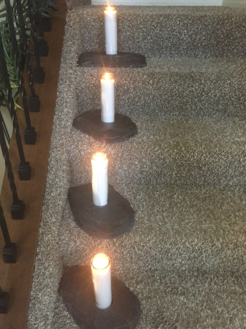 All Natural Rock - Slate Pillar Candle - Weddings - Walkways - Patios ...