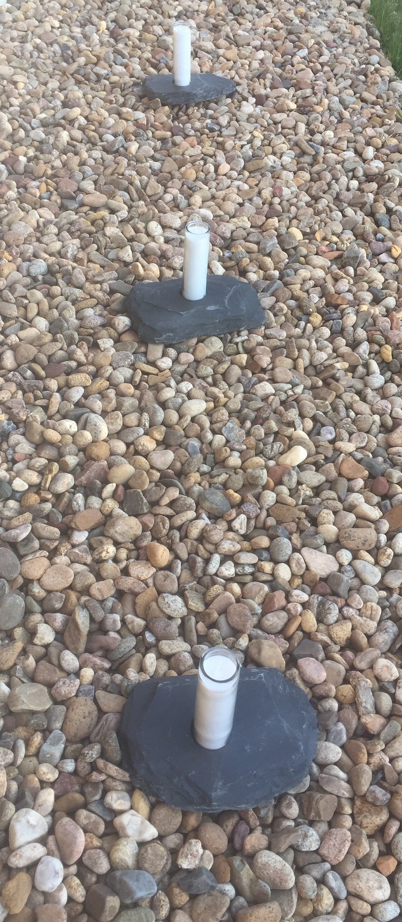 All Natural Rock - Slate Pillar Candle - Weddings - Walkways - Patios ...