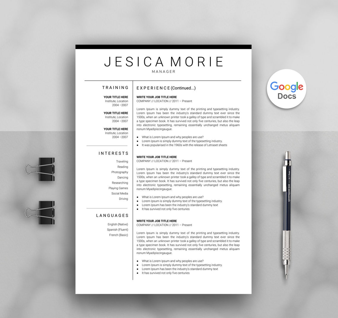 Google Docs Resume Template Professional Resume Template Etsy google-docs-resume-template-professional-resume-template-etsy