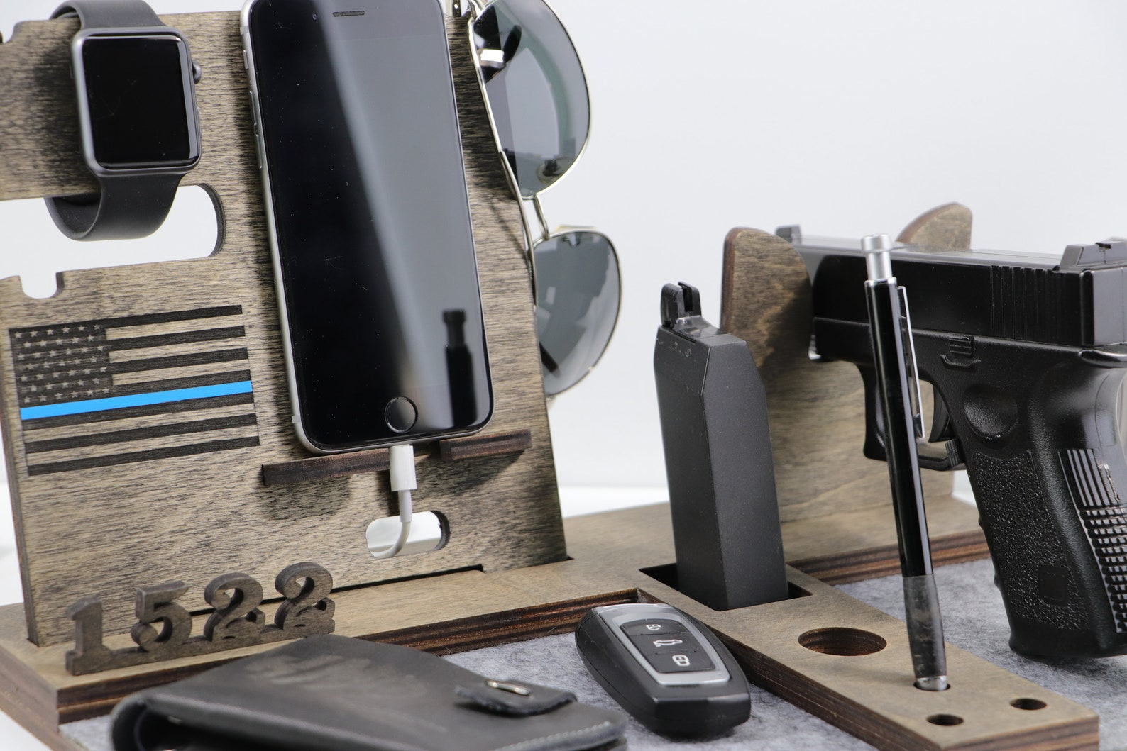 Police Officer Docking Station Handgun Holder Wood Stand for | Etsy