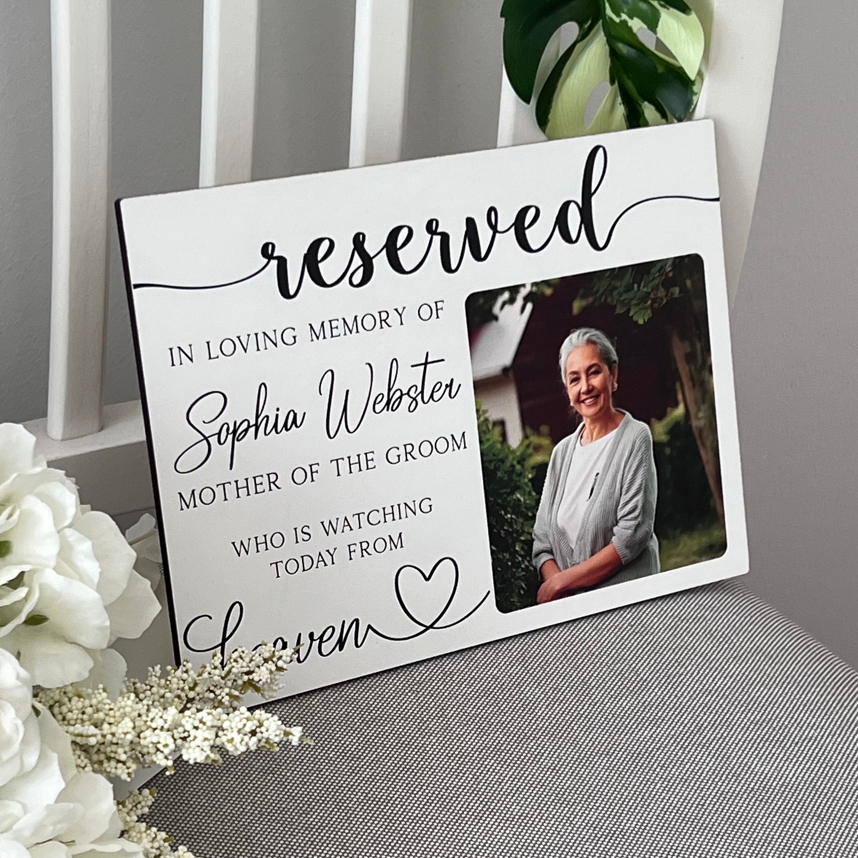 Reserved Memorial Sign Wedding Decor - Personalized Memorial Plaque ...
