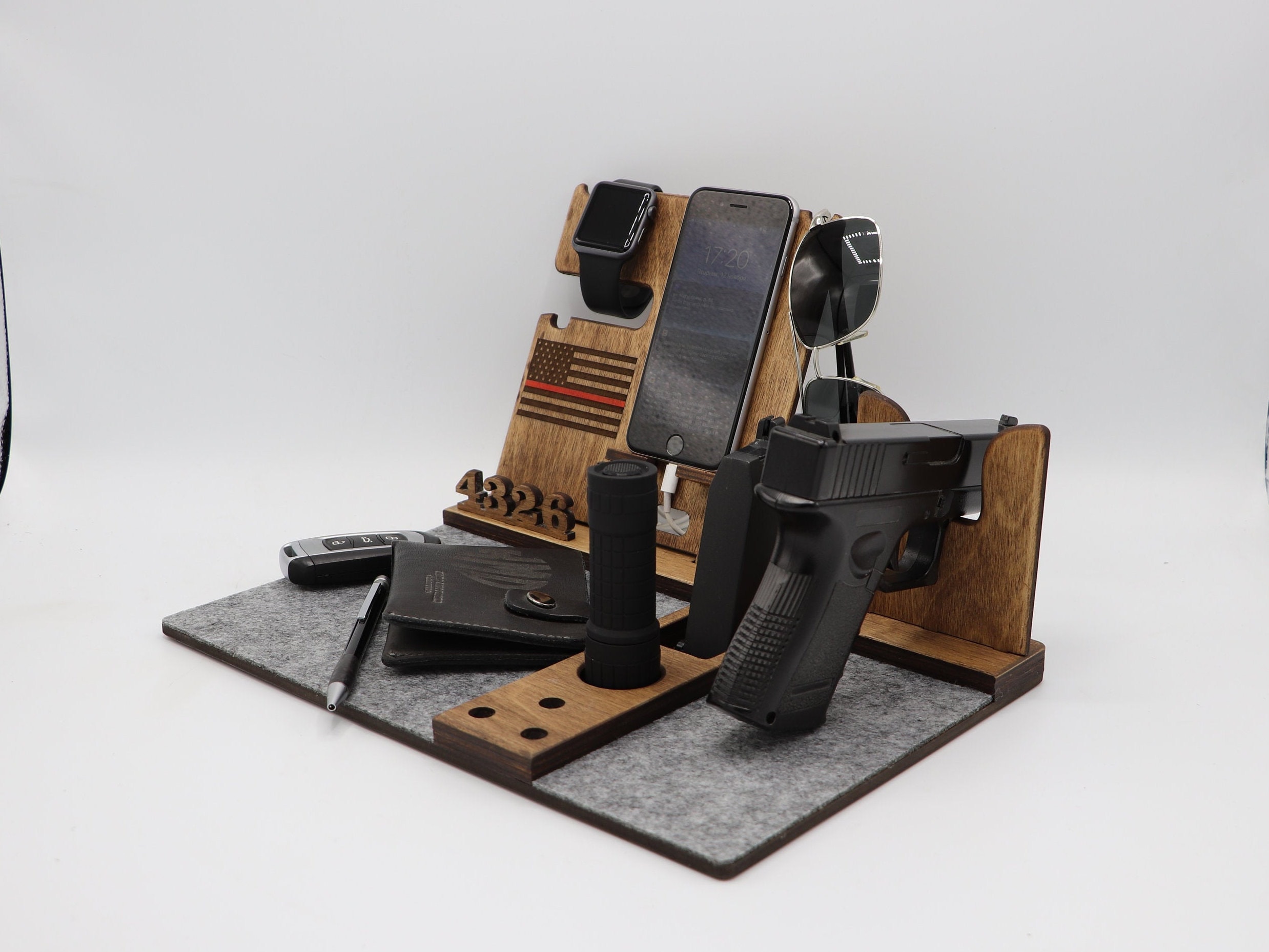 Firefighter Gift Wood Stand for gun Nightstand with gun | Etsy